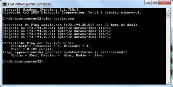 Come pingare un sito