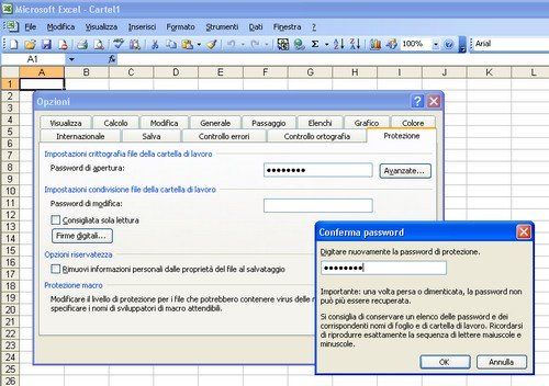 Come mettere la password ad un file Excel