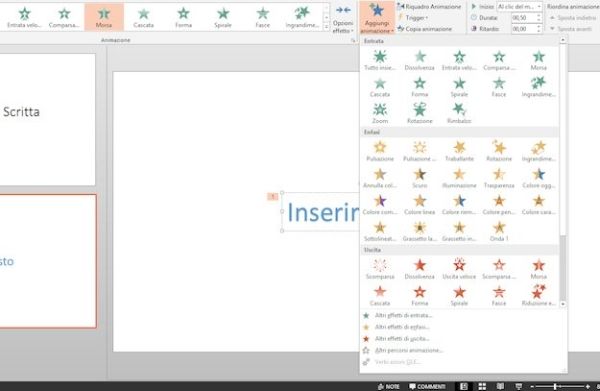 Come animare le scritte su Power Point