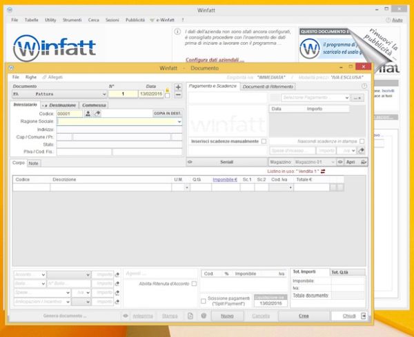 Winfatt è utilizzabile solo ed esclusivamente su computer Windows ed eventualmente è disponibile ...