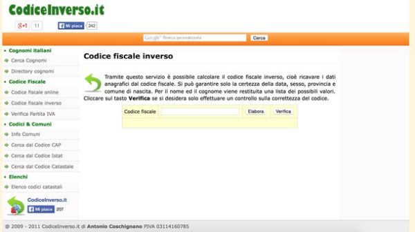 Frasi.net è un altro sito che permette di decifrare codice fiscale in ...